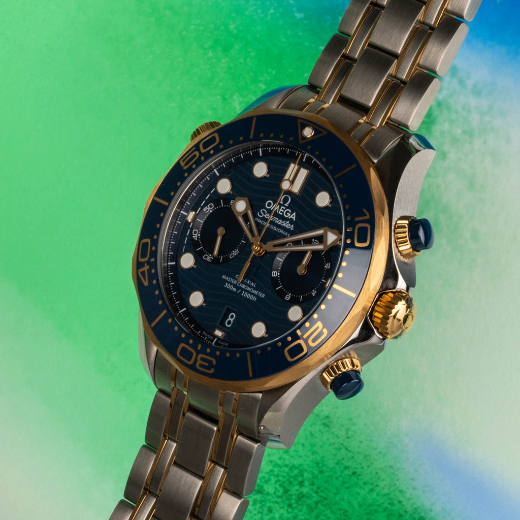 2021 Omega Seamaster steel & gold Chronograph ref 21020445103001 co-Ax ...